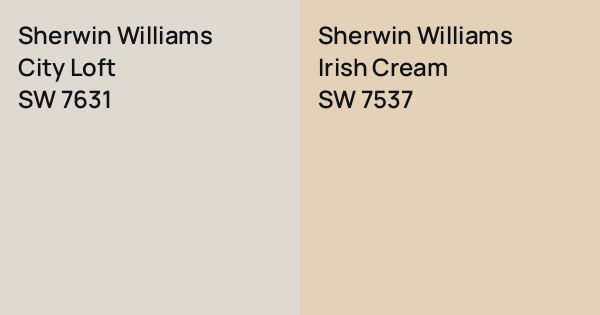 Sherwin Williams City Loft vs. Sherwin Williams Irish Cream comparison