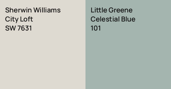 Sherwin Williams City Loft vs. Little Greene Celestial Blue comparison