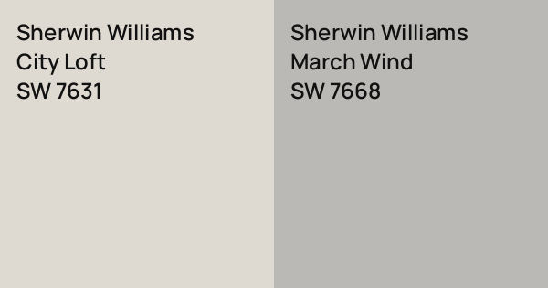 Sherwin Williams City Loft vs. Sherwin Williams March Wind comparison