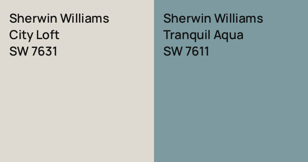 Sherwin Williams City Loft vs. Sherwin Williams Tranquil Aqua comparison