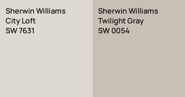 Sherwin Williams City Loft vs. Sherwin Williams Twilight Gray comparison