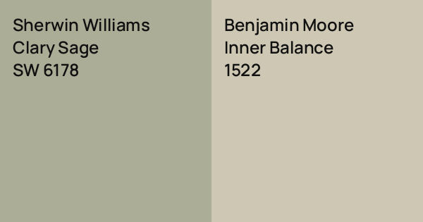 Sherwin Williams Clary Sage vs. Benjamin Moore Inner Balance comparison