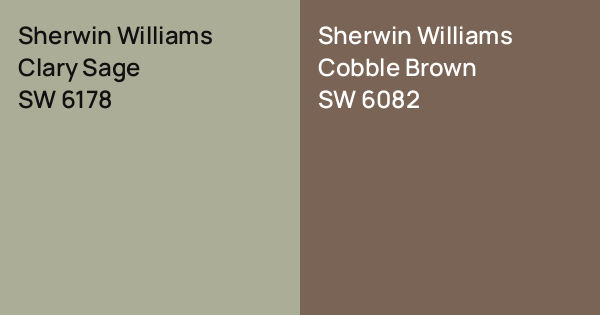 Sherwin Williams Clary Sage vs. Sherwin Williams Cobble Brown comparison