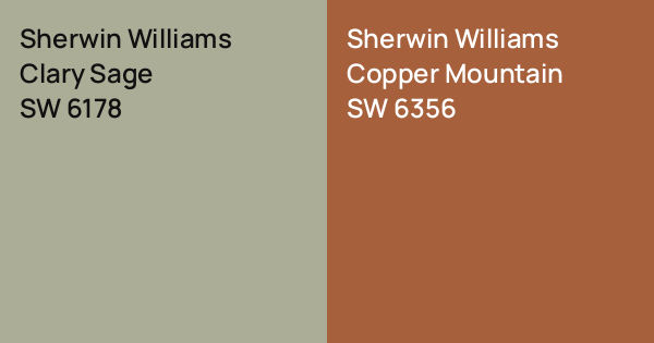 Sherwin Williams Clary Sage vs. Sherwin Williams Copper Mountain comparison