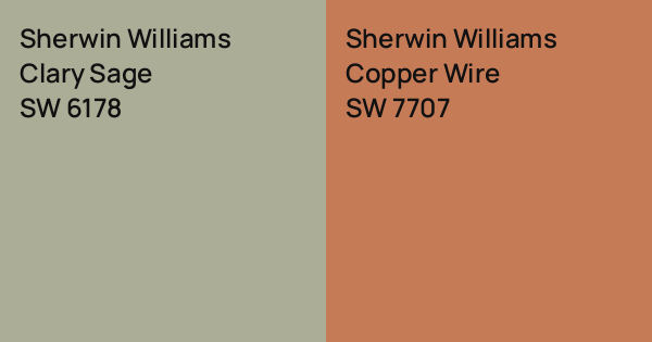 Sherwin Williams Clary Sage vs. Sherwin Williams Copper Wire comparison