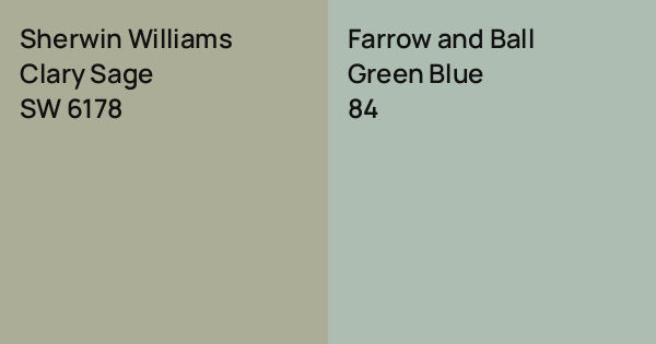 Sherwin Williams Clary Sage vs. Farrow and Ball Green Blue comparison