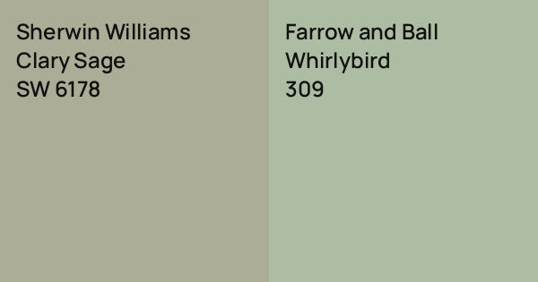 Sherwin Williams Clary Sage vs. Farrow and Ball Whirlybird comparison