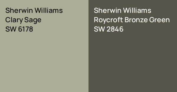 Sherwin Williams Clary Sage vs. Sherwin Williams Roycroft Bronze Green ...