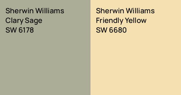 Sherwin Williams Clary Sage vs. Sherwin Williams Friendly Yellow comparison