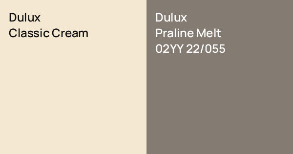Dulux Classic Cream vs. Dulux Praline Melt comparison