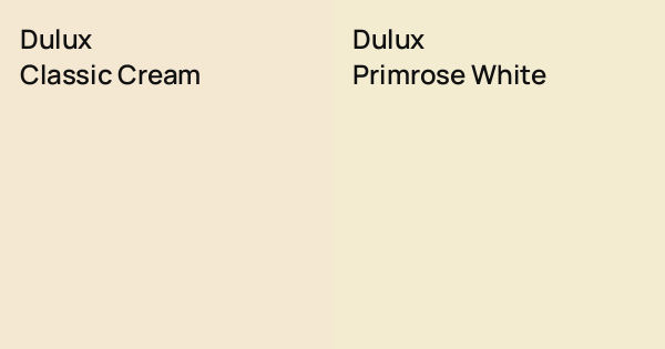 Dulux Classic Cream vs. Dulux Primrose White comparison