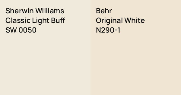 Sherwin Williams Classic Light Buff vs. Behr Original White comparison