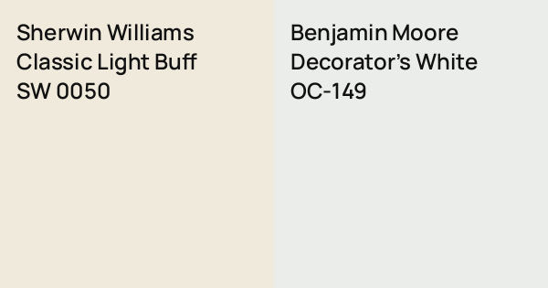 Sherwin Williams Classic Light Buff vs. Benjamin Moore Decorator's ...