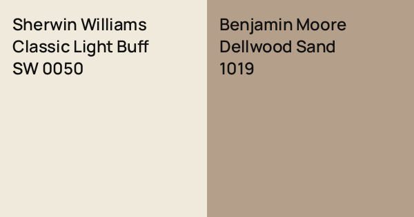 Sherwin Williams Classic Light Buff vs. Benjamin Moore Dellwood Sand ...