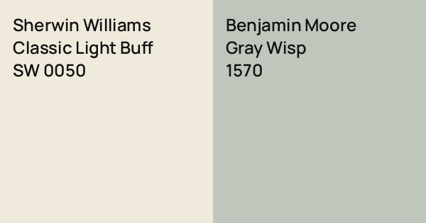 Sherwin Williams Classic Light Buff vs. Benjamin Moore Gray Wisp comparison