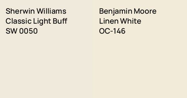 Sherwin Williams Classic Light Buff vs. Benjamin Moore Linen White ...