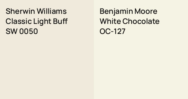 Sherwin Williams Classic Light Buff vs. Benjamin Moore White Chocolate ...