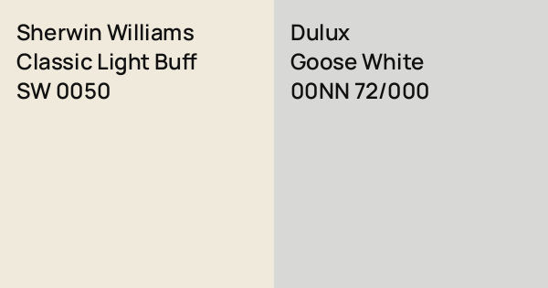 Sherwin Williams Classic Light Buff vs. Dulux Goose White comparison
