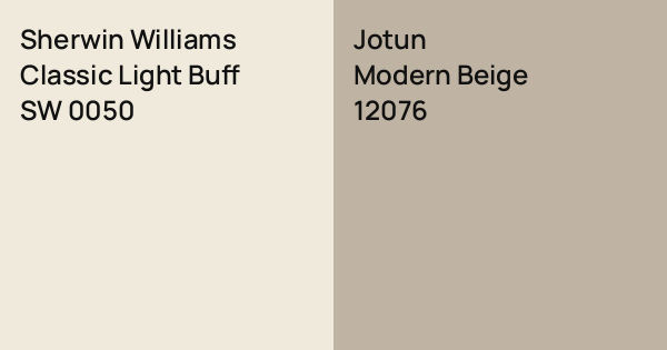 Sherwin Williams Classic Light Buff vs. Jotun Modern Beige comparison