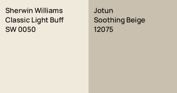 Sherwin Williams Classic Light Buff vs. Jotun Soothing Beige comparison