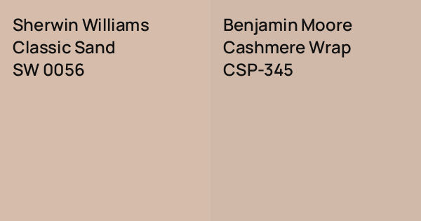 Sherwin Williams Classic Sand vs. Benjamin Moore Cashmere Wrap comparison