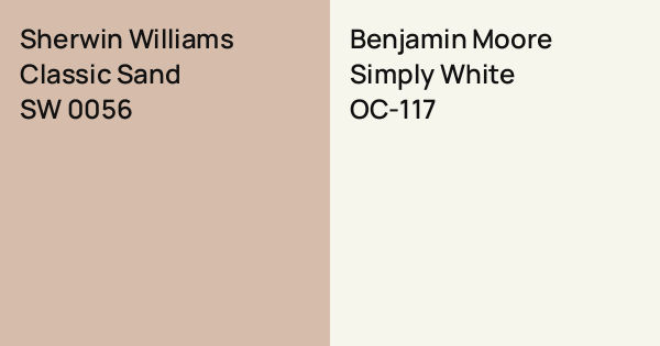 Sherwin Williams Classic Sand vs. Benjamin Moore Simply White comparison