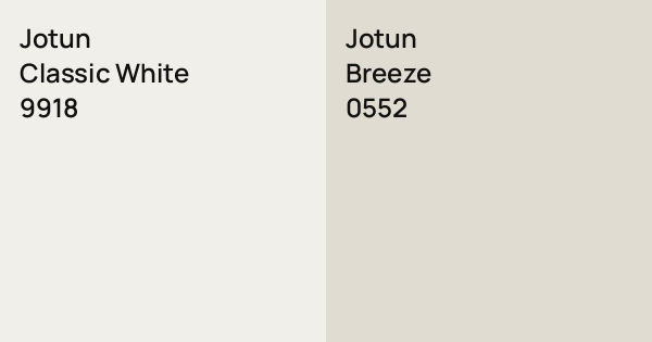 Jotun Classic White vs. Jotun Breeze comparison