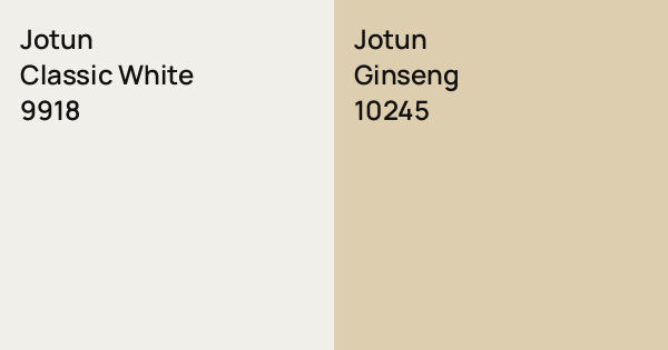 Jotun Classic White vs. Jotun Ginseng comparison