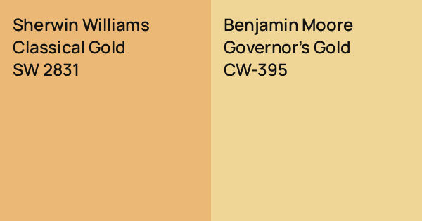 Sherwin Williams Classical Gold vs. Benjamin Moore Governor's Gold ...