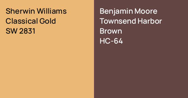 Sherwin Williams Classical Gold vs. Benjamin Moore Townsend Harbor ...