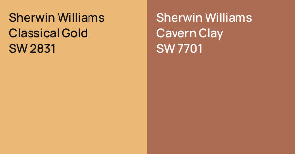 Sherwin Williams Classical Gold vs. Sherwin Williams Cavern Clay comparison