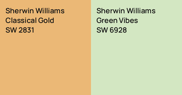 Sherwin Williams Classical Gold vs. Sherwin Williams Green Vibes comparison