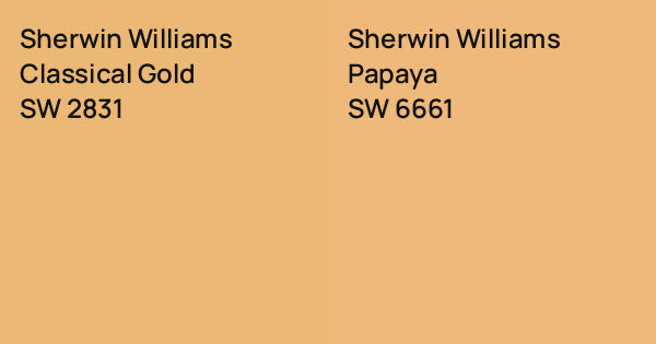 Sherwin Williams Classical Gold vs. Sherwin Williams Papaya comparison