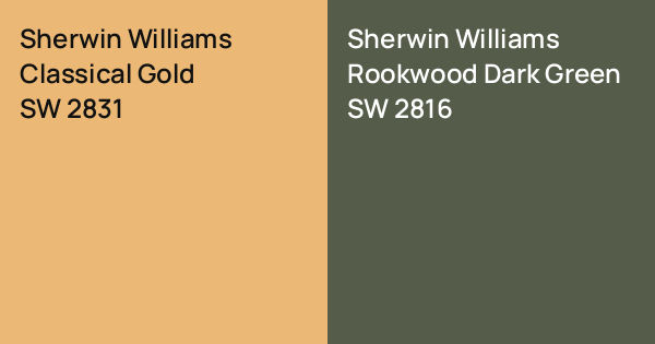 Sherwin Williams Classical Gold vs. Sherwin Williams Rookwood Dark ...