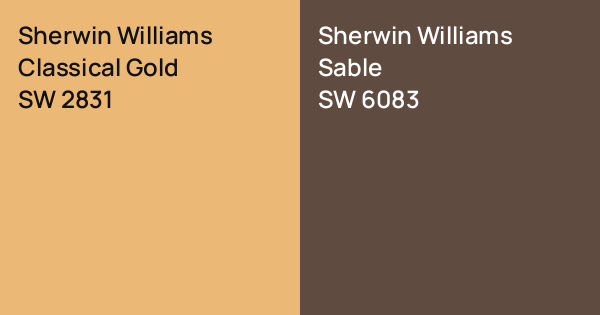 Sherwin Williams Classical Gold vs. Sherwin Williams Sable comparison