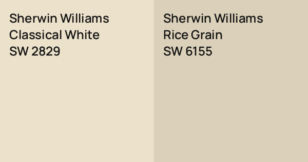 Sherwin Williams Classical White vs. Sherwin Williams Rice Grain comparison