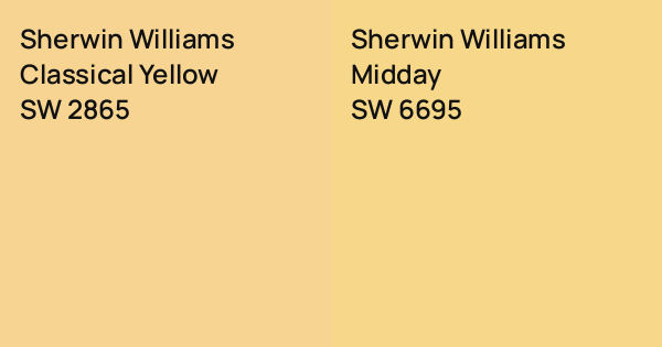 Sherwin Williams Classical Yellow vs. Sherwin Williams Midday comparison
