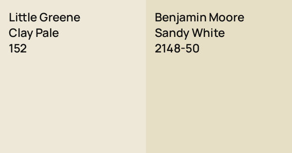 Little Greene Clay Pale vs. Benjamin Moore Sandy White comparison