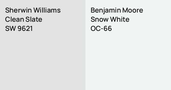Sherwin Williams Clean Slate vs. Benjamin Moore Snow White comparison