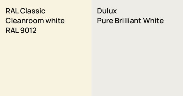 RAL Classic Cleanroom white vs. Dulux Pure Brilliant White comparison