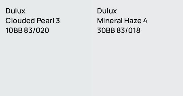 Dulux Clouded Pearl 3 vs. Dulux Mineral Haze 4 comparison