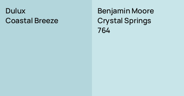 Dulux Coastal Breeze vs. Benjamin Moore Crystal Springs comparison