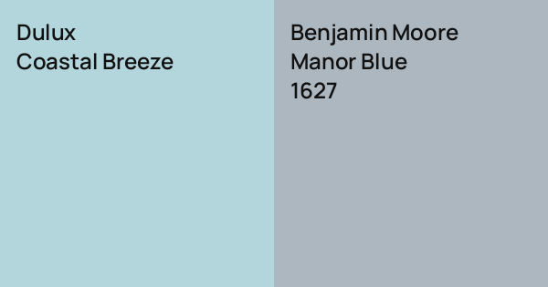 Dulux Coastal Breeze vs. Benjamin Moore Manor Blue comparison