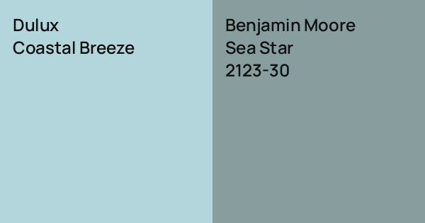 Dulux Coastal Breeze vs. Benjamin Moore Sea Star comparison