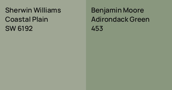 Sherwin Williams Coastal Plain vs. Benjamin Moore Adirondack Green ...