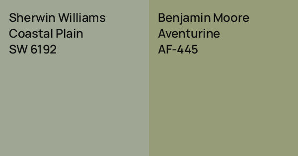 Sherwin Williams Coastal Plain vs. Benjamin Moore Aventurine comparison