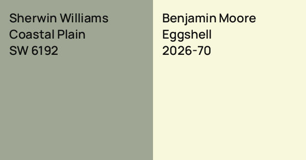 Sherwin Williams Coastal Plain vs. Benjamin Moore Eggshell comparison