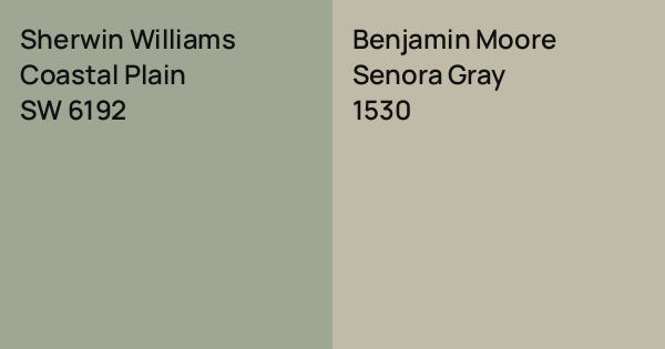 Sherwin Williams Coastal Plain vs. Benjamin Moore Senora Gray comparison