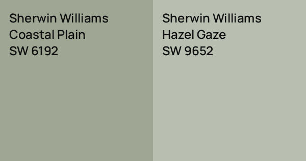Sherwin Williams Coastal Plain vs. Sherwin Williams Hazel Gaze comparison