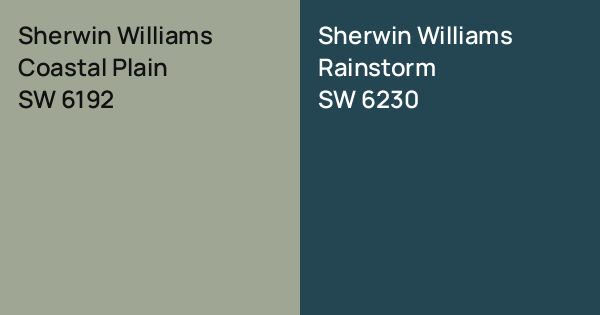 Sherwin Williams Coastal Plain vs. Sherwin Williams Rainstorm comparison